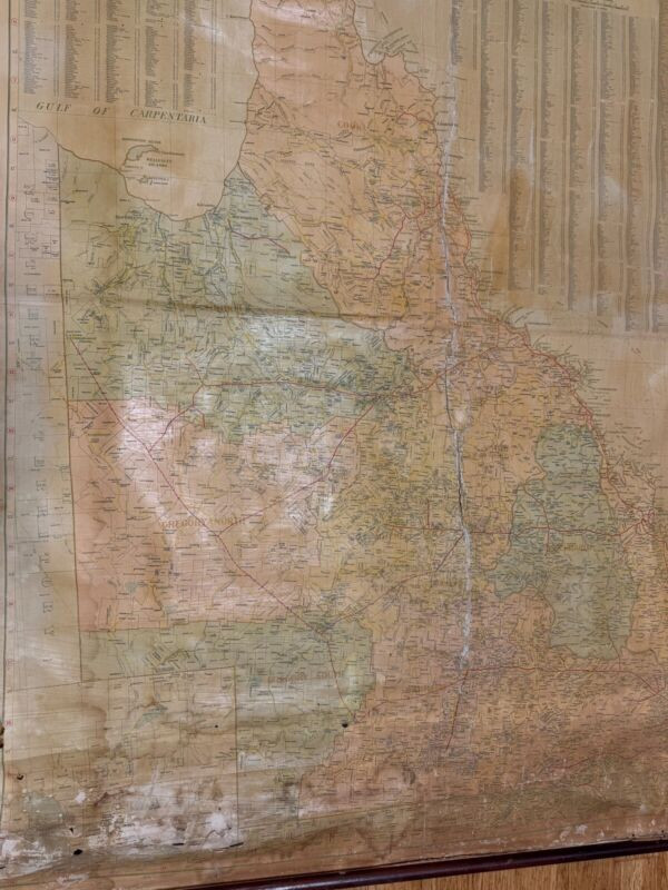 RARE Early 1900s HUGE 2m x 1.4m QLD Pastoral Stations Wall Hanging Map ...