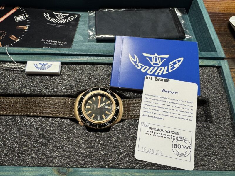 Squale 1000m Bronze Italian Police Dive Unit Ltd Ed 34/60 Watch Box+Doc ...