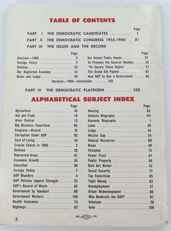 1960 "The 1960 Democratic Fact Book". USA Politics, JFK, LBJ ...