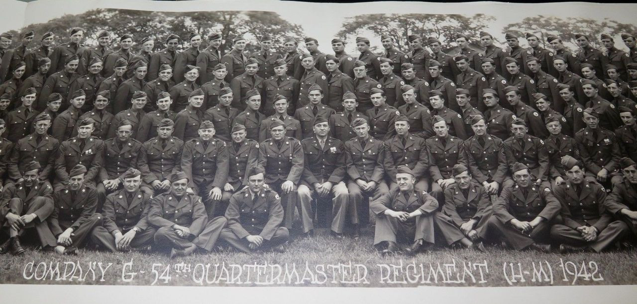 1942 WW2 HUGE PANORAMIC PHOTO US ARMY “G COMPANY 54TH QUARTERMASTER ...