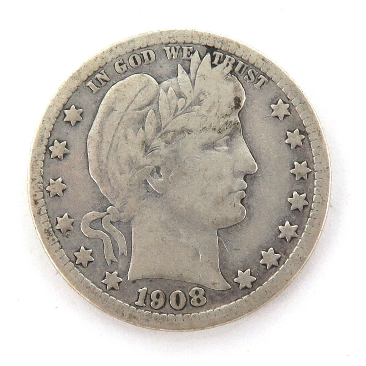 1908 US SILVER QUARTER DOLLAR.