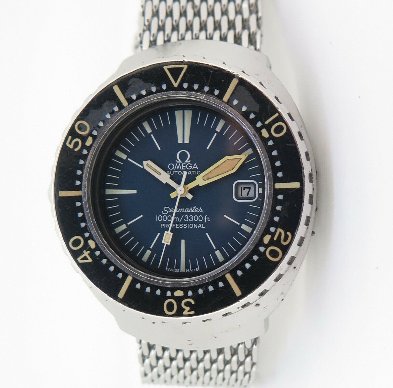 Rare 70s Omega "The Grand" Automatic Seamaster 1000m Steel Mens Watch