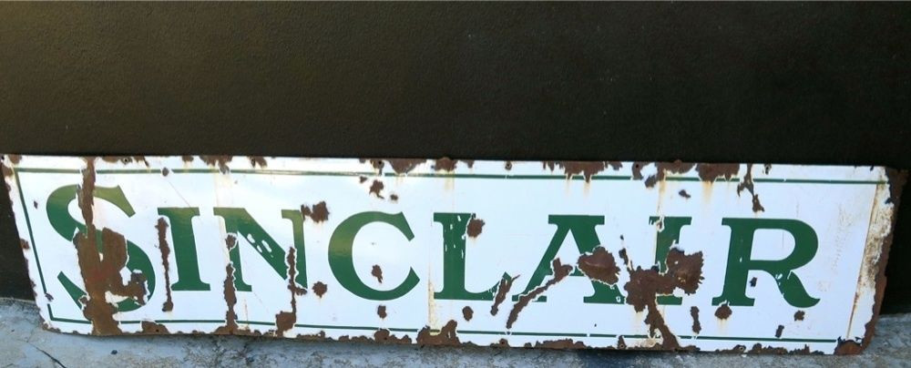 RARE c1920's LARGE AMERICAN SINCLAIR OIL / GAS STATION METAL SIGN