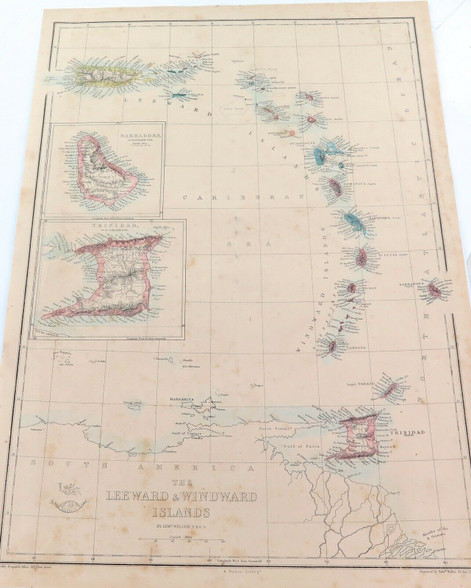 c1860 LARGE “WEEKLY DISPATCH ATLAS” MAP of THE LEEWARD & WINDWARD ISLANDS.