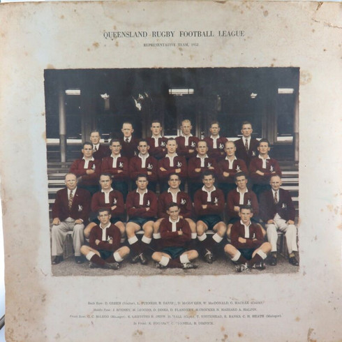 RARE 1952 Representative QLD Rugby League Team Posed Colour Photo with ...