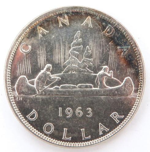 1963 Canada Canadian $1 .800 Silver 35.8mm 23.3 grams. Toning ...