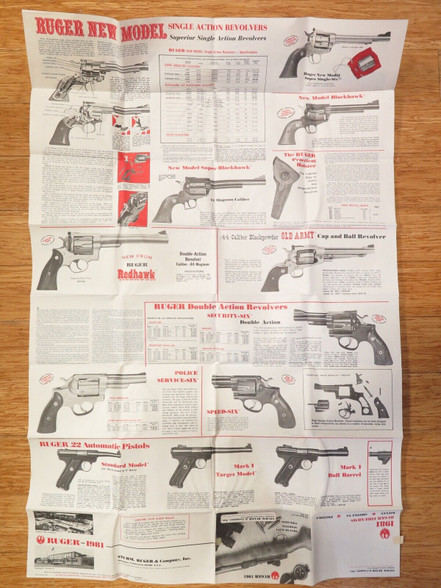 Large Ruger 1982 Catalog of Ruger Firearms Poster. Rifle, Revolvers ...