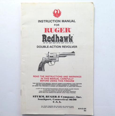 1984 Instruction Manual for Ruger Redhawk Double-Action Revolver - Harrington & Co.