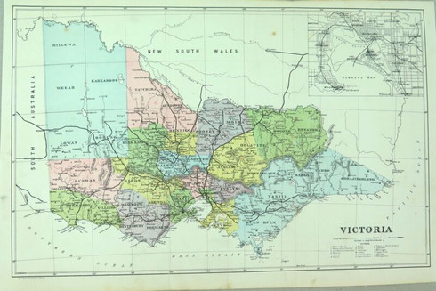 c1870s Detailed Coloured Map of Victoria County Boundaries + Melbourne ...