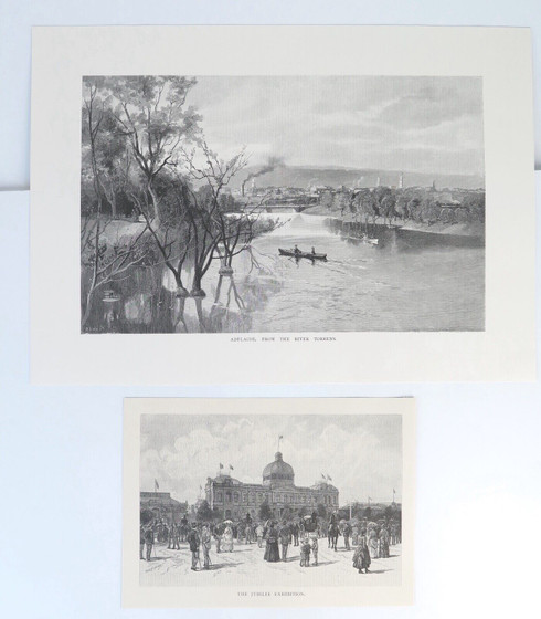 Original 1886 Engraving Prints, Adelaide. Jubilee Exhibition & River ...