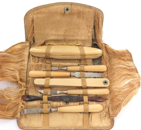 c1900s Celluloid ? Xylonite ? Manicure Set in Original Storage Pouch ...