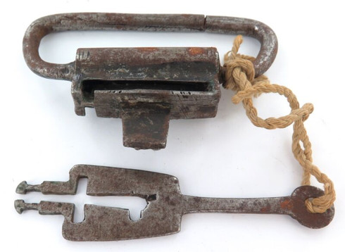 Antique Unusual Very Large Metal Lock. - Harrington & Co.