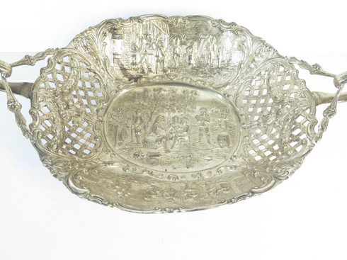 Large Antique European Style Pierced & Figural Serving Dish by Derby ...