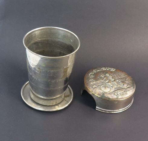 Large 1897 Antique Collapsible Plated Tin Cup, Patent Feb 23 1897 ...