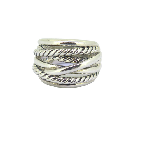 Classic David Yurman Sterling Silver Statement Crossover Ring 16.6g ...