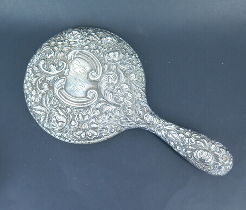 Gorham Sterling Silver Hand Held Dressing Table Mirror - Harrington & Co.