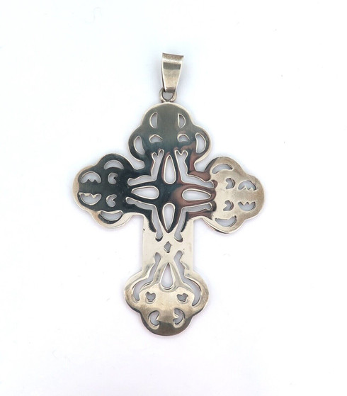 Beautiful Solid Sterling Silver Ornate Pierced Out Cross Pendant 35.9g ...