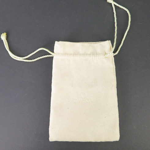 Vintage Omega Watch Cream Suede Storage Drawstring Pouch - Harrington & Co.