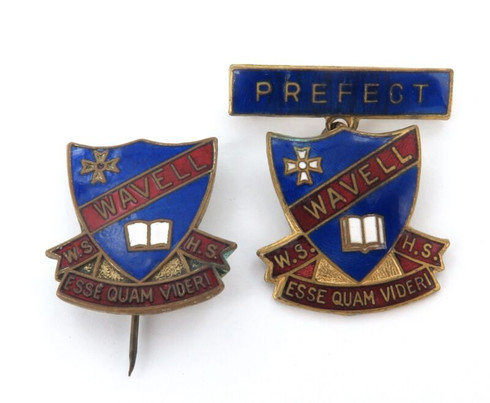 2 Vintage Wavell State High School (QLD) Badges / Same Initials to Rear ...