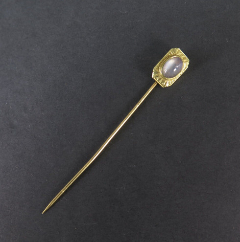 Antique 14ct Yellow Gold & Moonstone Engraved Setting Stick Pin ...