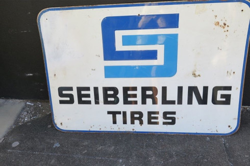 SCARCE c1950's AMERICAN SEIBERLING TIRES LARGE 91CMS ADVERTISING SIGN.