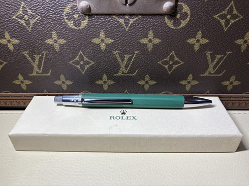Auth. Rolex Emerald Rubber & Steel Ballpoint Pen With Box NOS ...