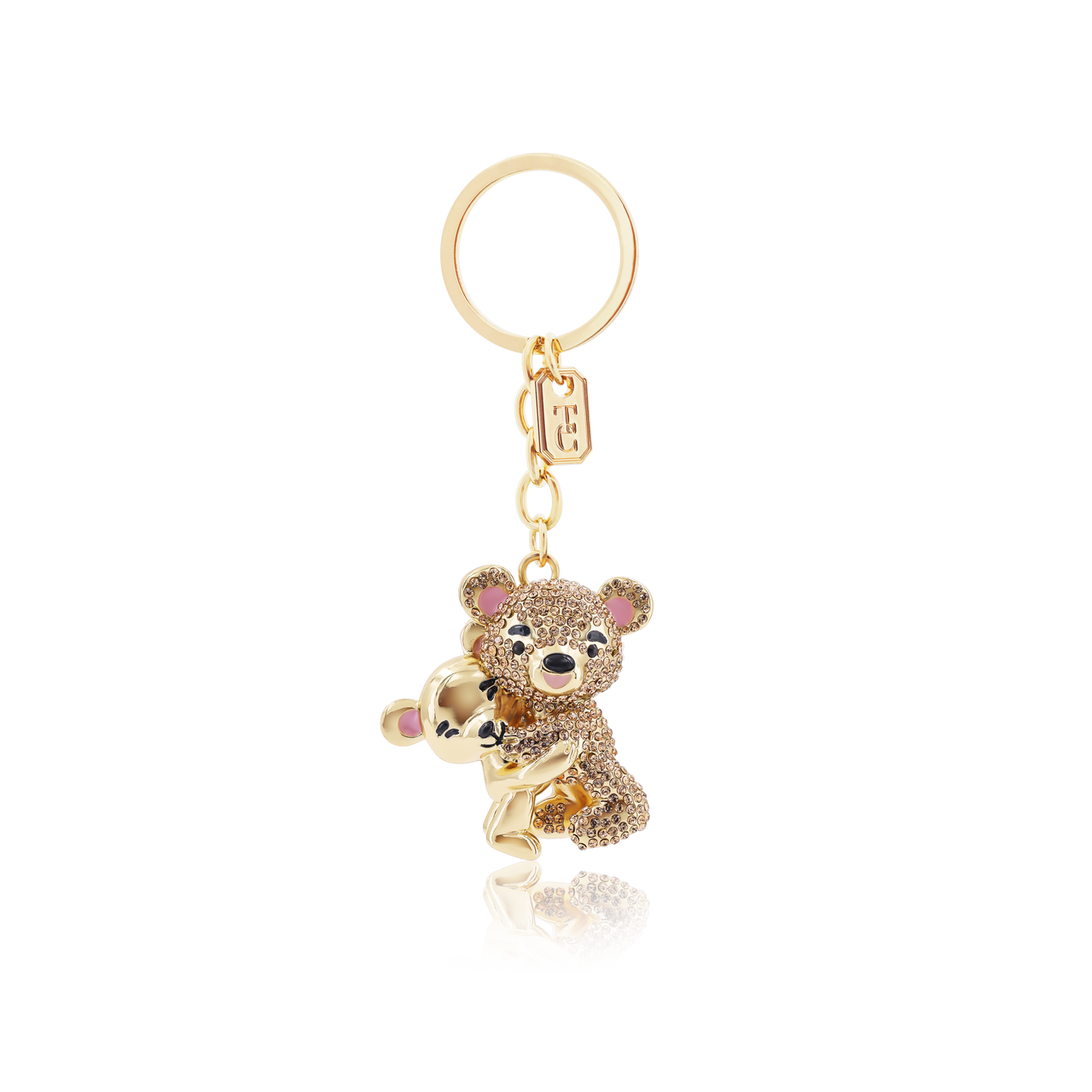 Gold Hugging Bears Keyring
