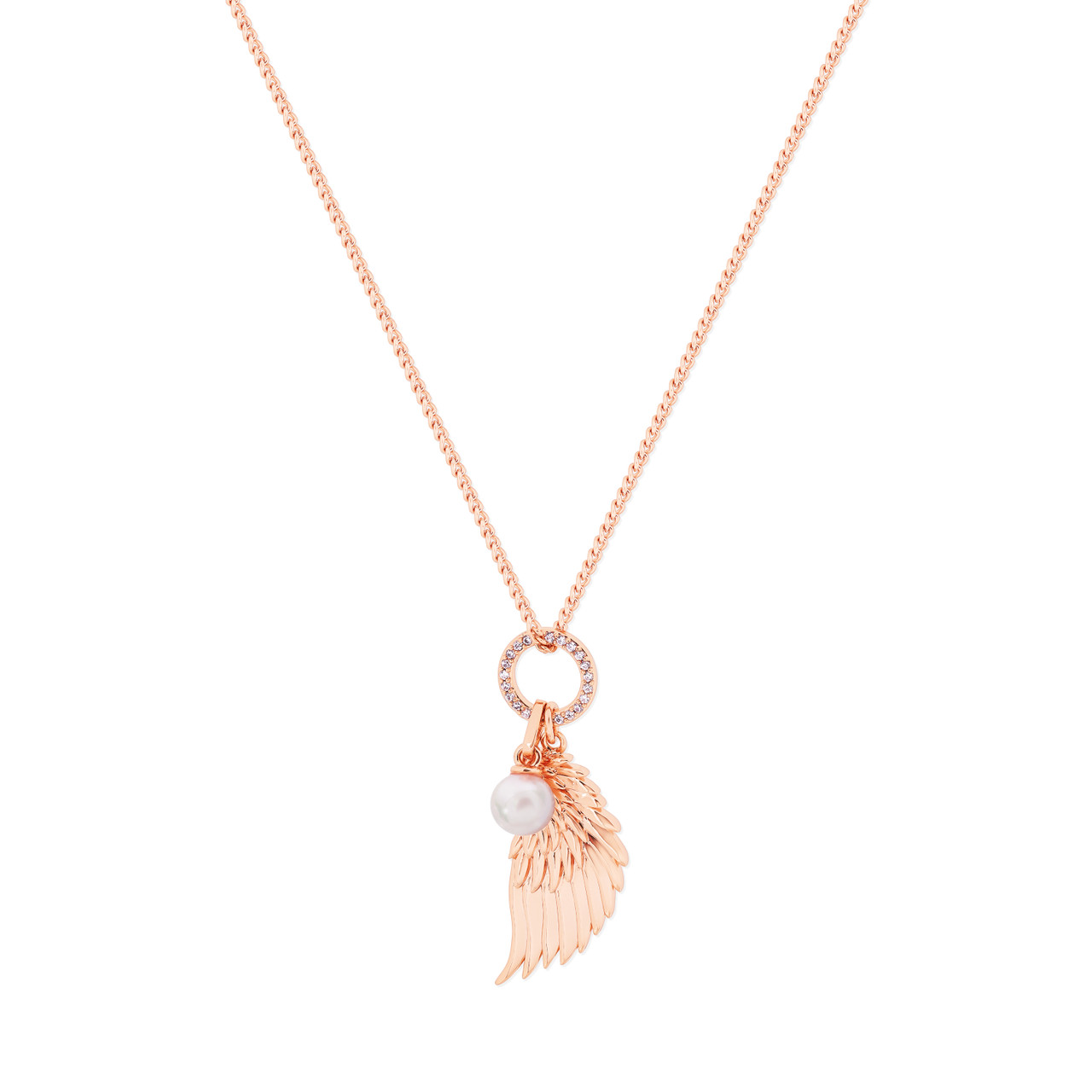 Rose gold angel wing necklace store