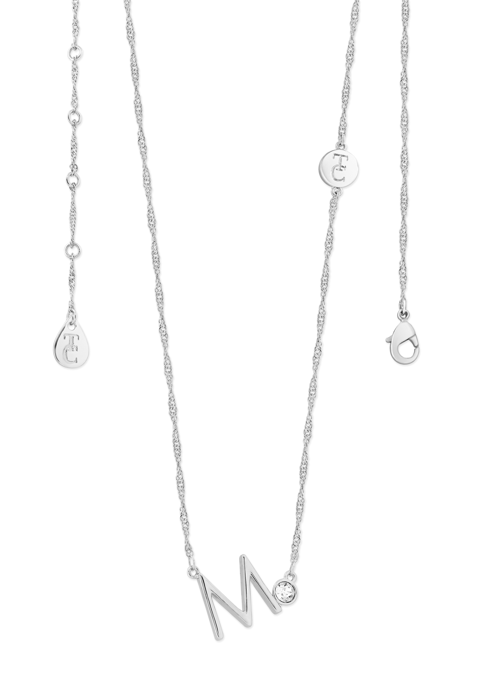 TIPPERARY CRYSTAL LETTER "M" PENDANT SILVER