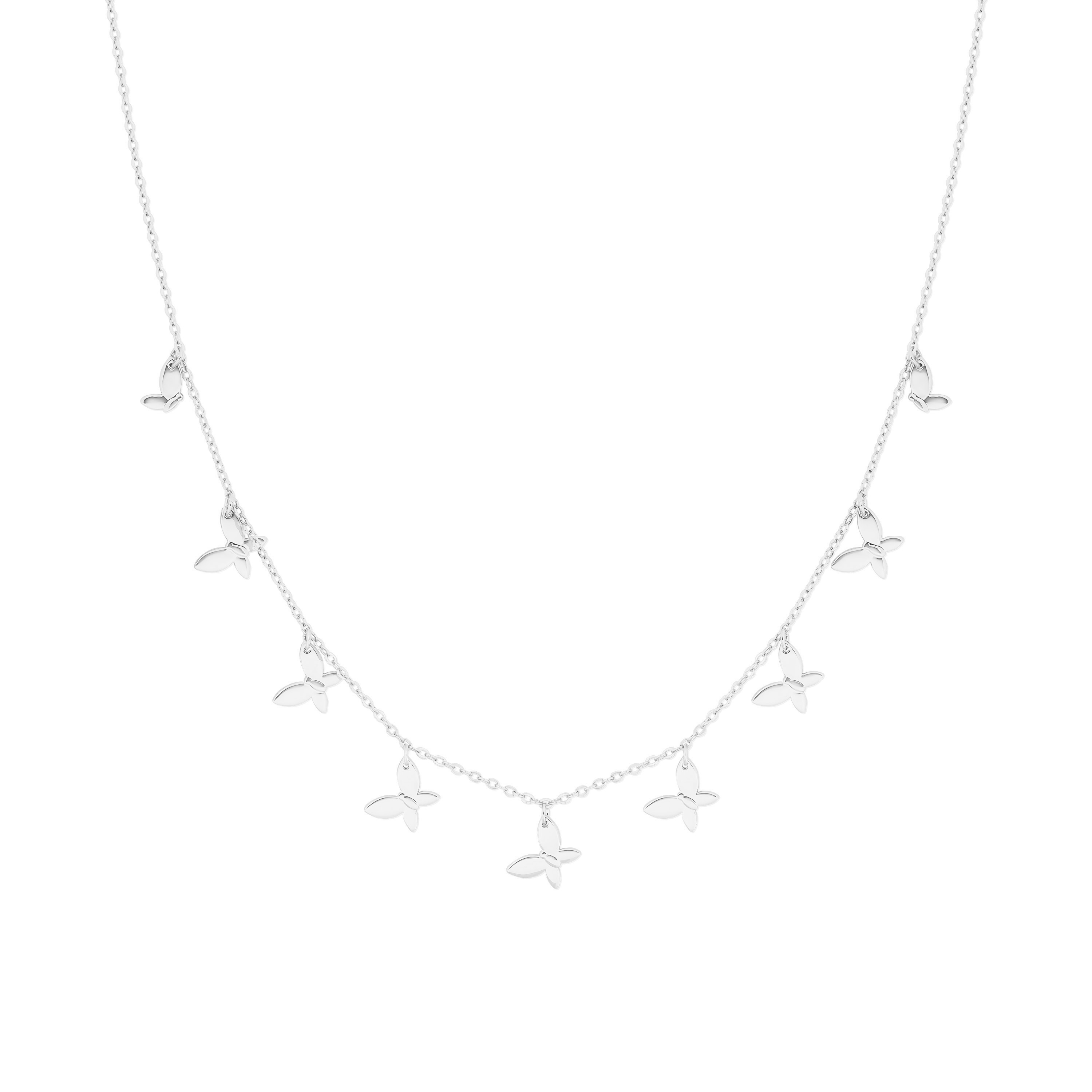 Nine Butterflies Necklace Silver