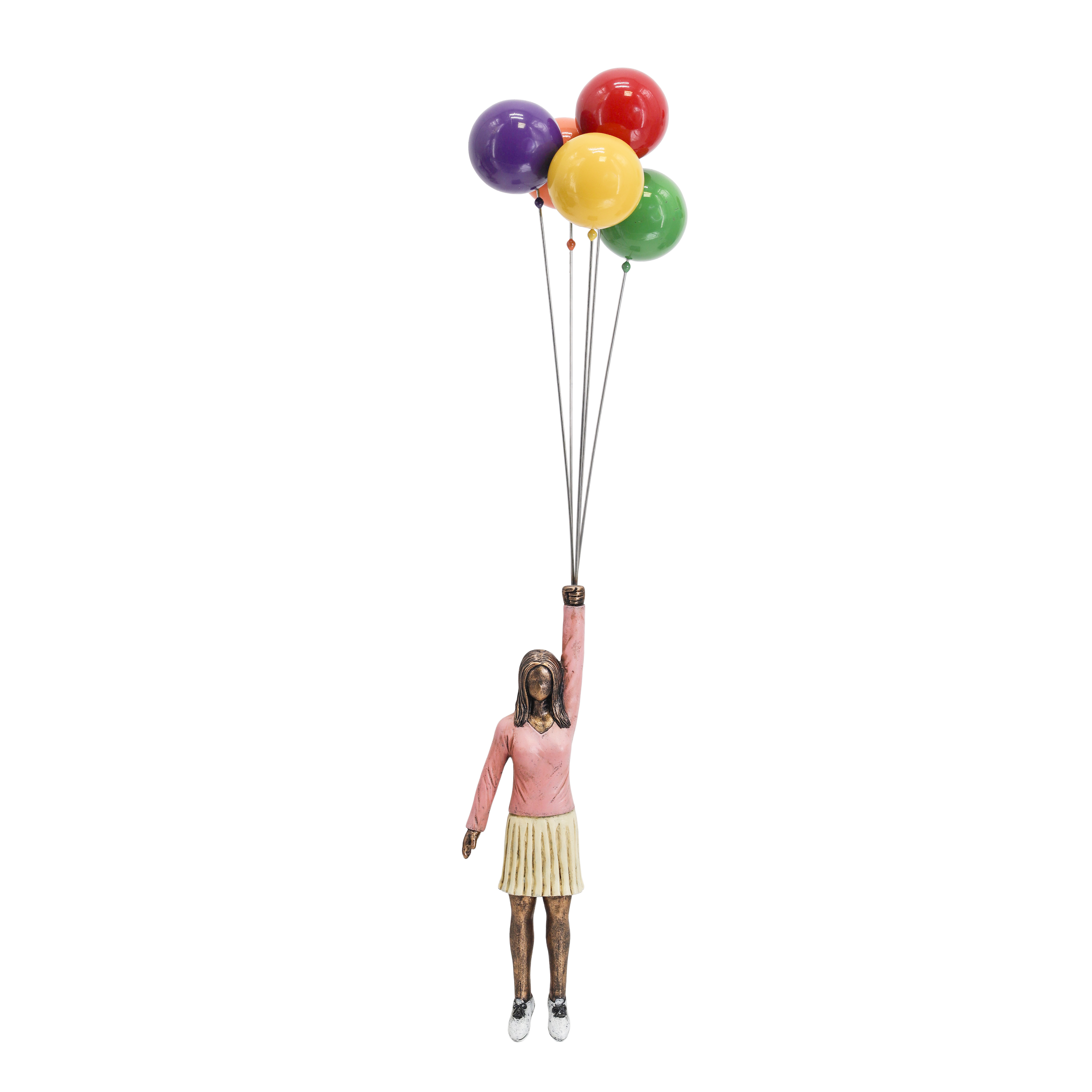 David McGlynn Sculpture - Single Lady with 5 Balloons