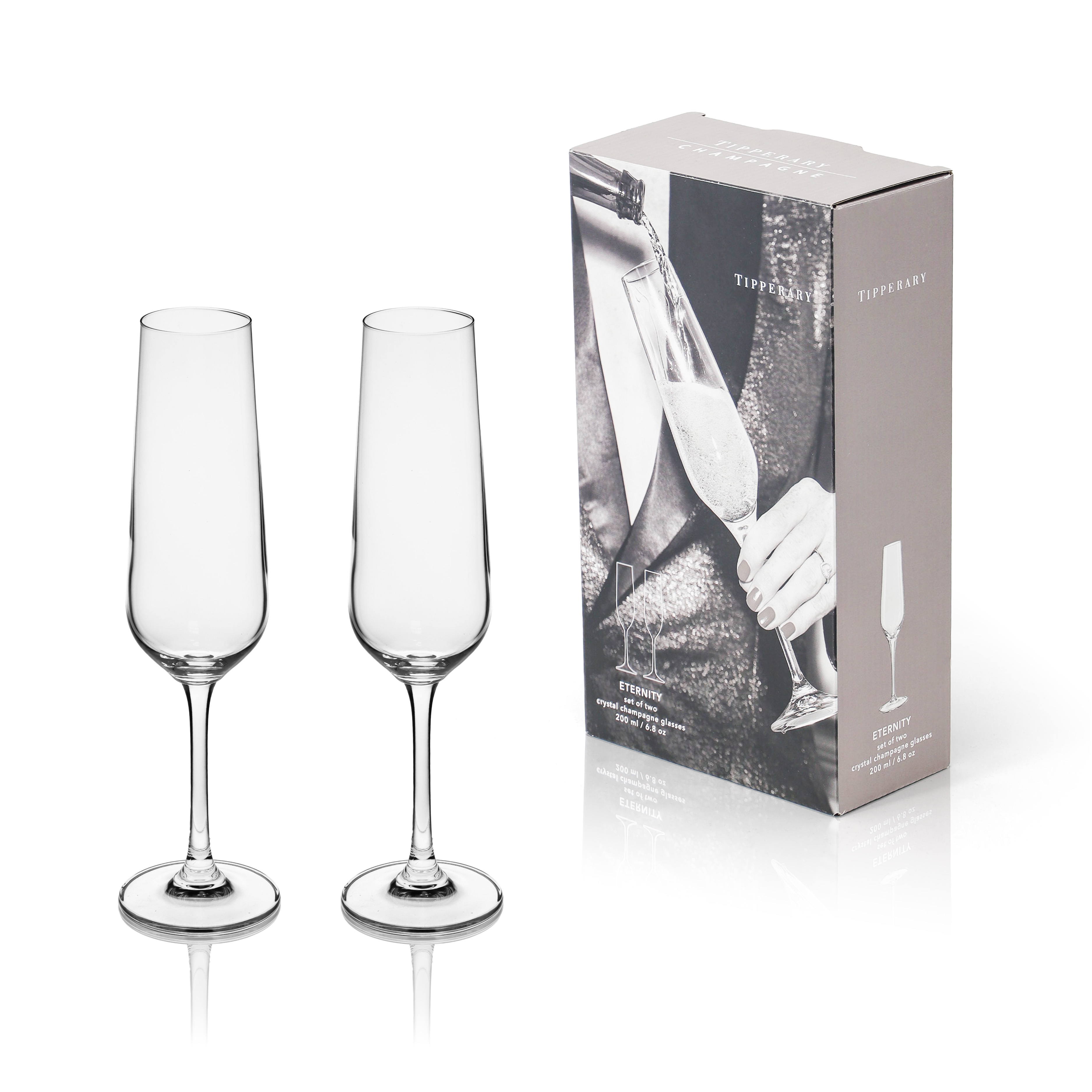 Eternity Set of 2 Crystal Champagne Glasses