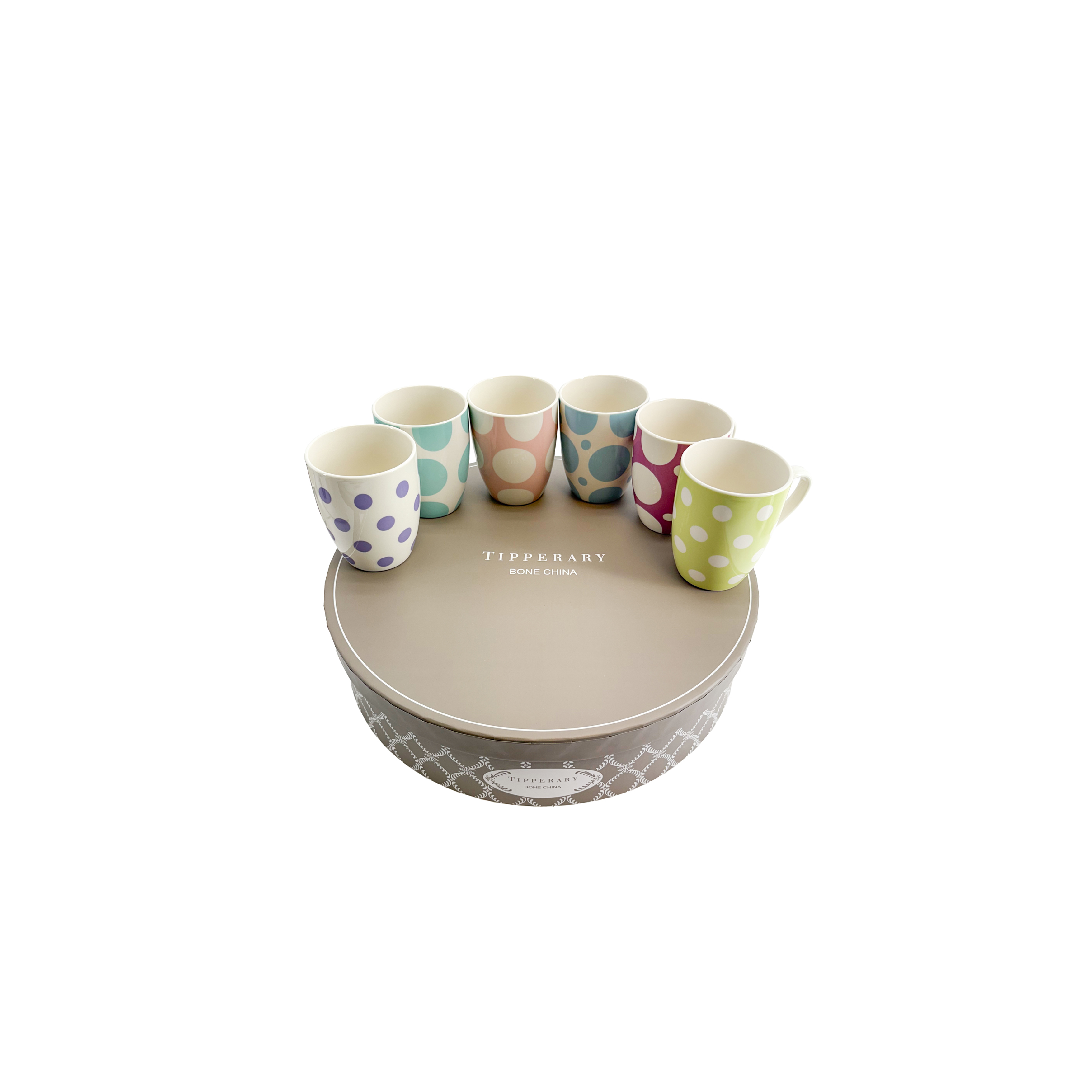 Coloured Spots S/6 Mugs