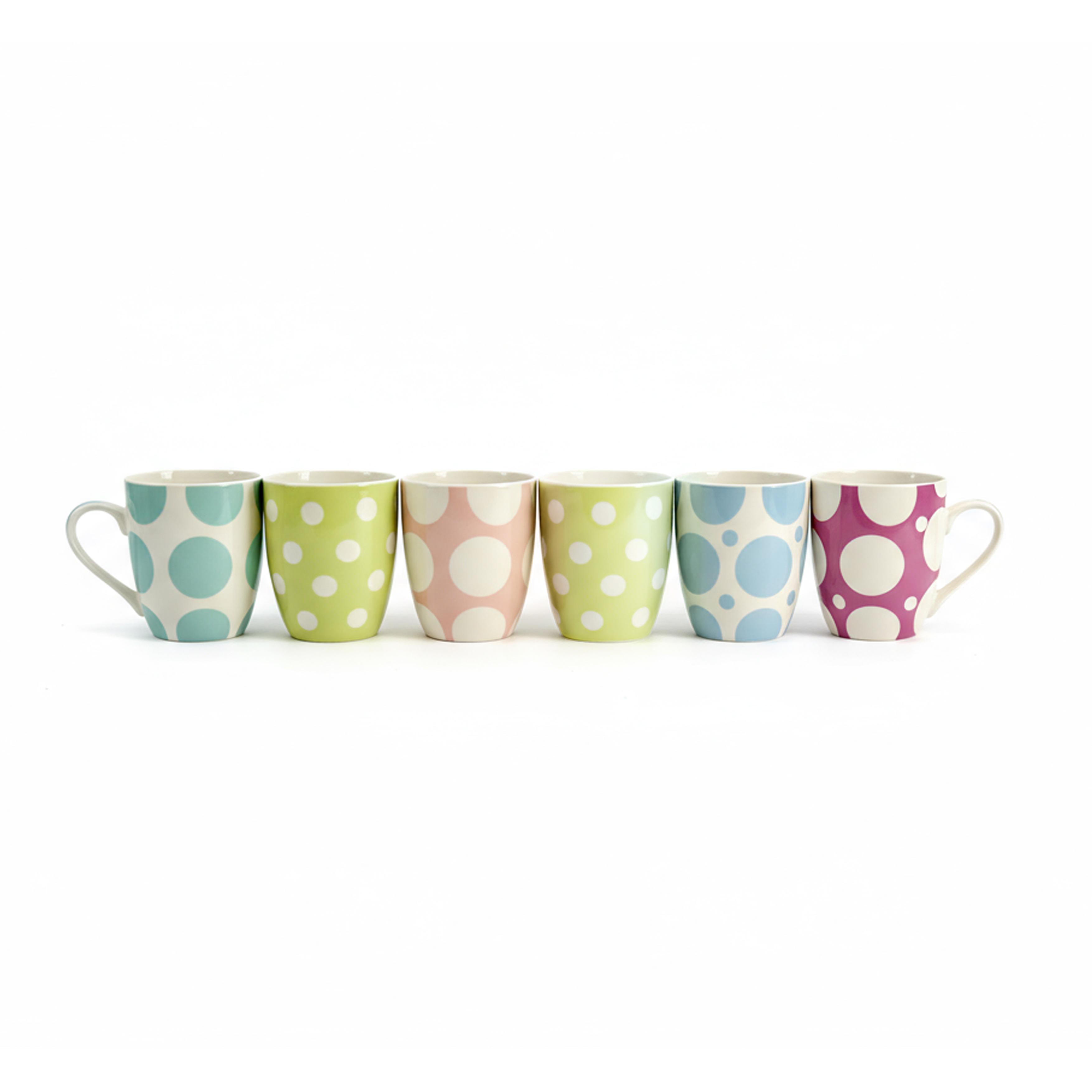 Coloured Spots S/6 Mugs
