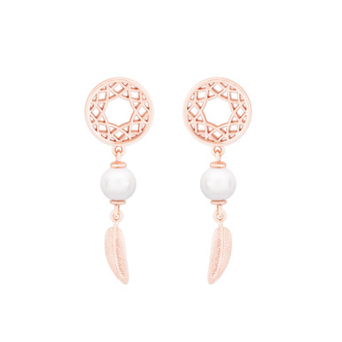 FEATHER & PEARL BOHO EARRINGS RG