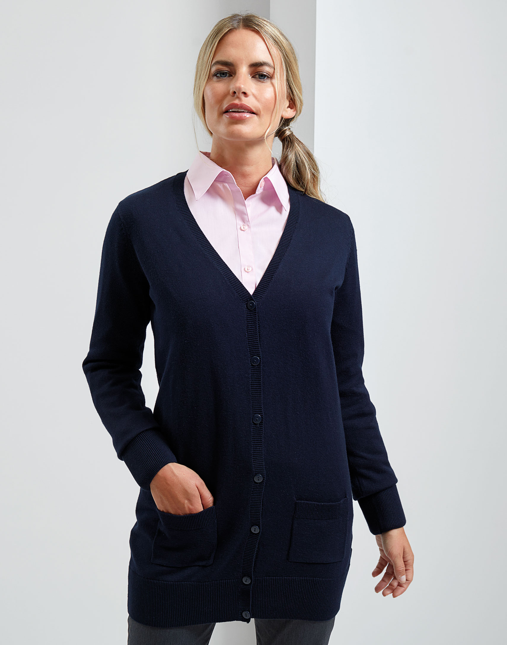 Premier Ladies Longline V Neck Cardigan - PR698 - Direct Workwear