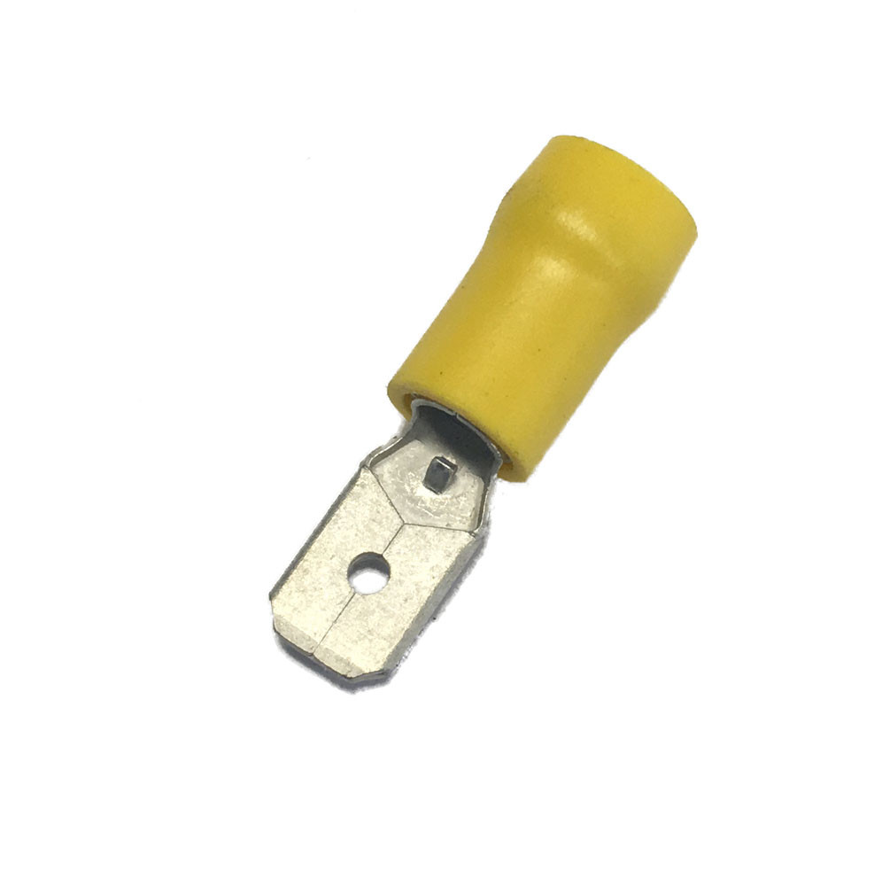 Insulated Yellow Male 6.3mm Connector, Pack of 25 - Wolfchester Australia