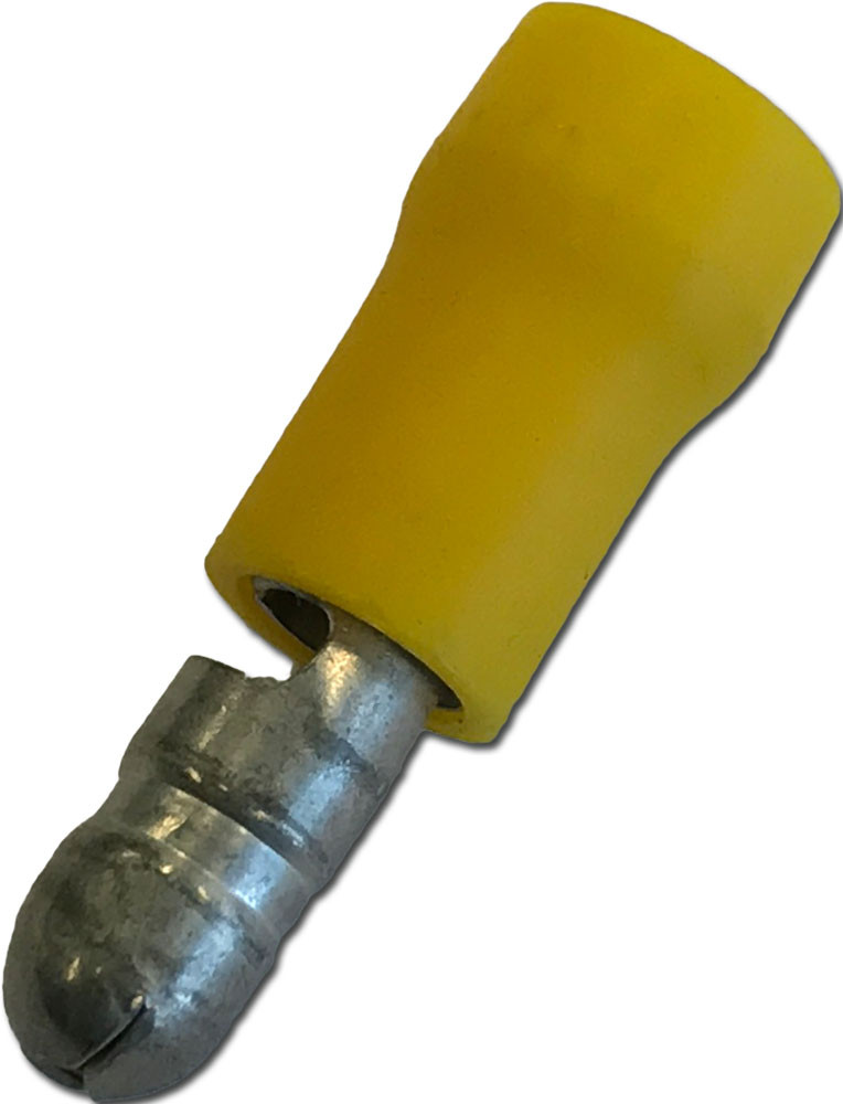 Insulated Yellow Male Bullet 5mm, Pack of 25 - Wolfchester Australia
