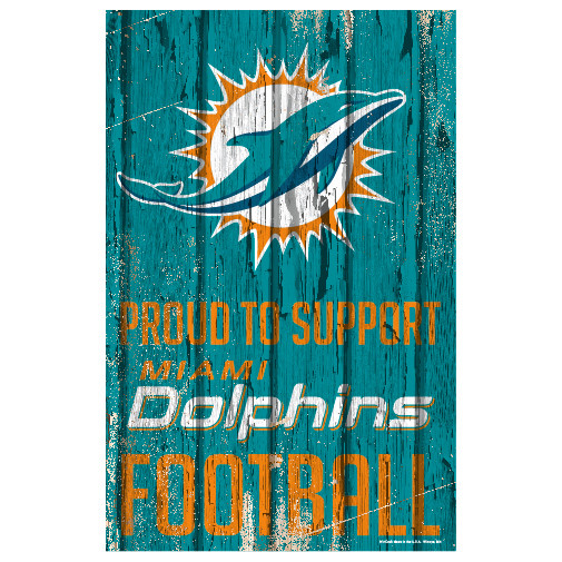Miami Dolphins Sign 11x17 Wood Proud to Support Design - Caseys ...
