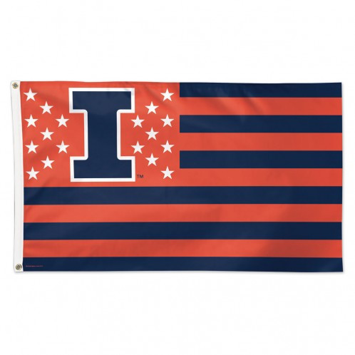 Illinois Fighting Illini Flag 3x5 Deluxe Style Stars and Stripes Design ...