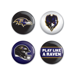 Baltimore Ravens Buttons 4 Pack - Caseys Distributing