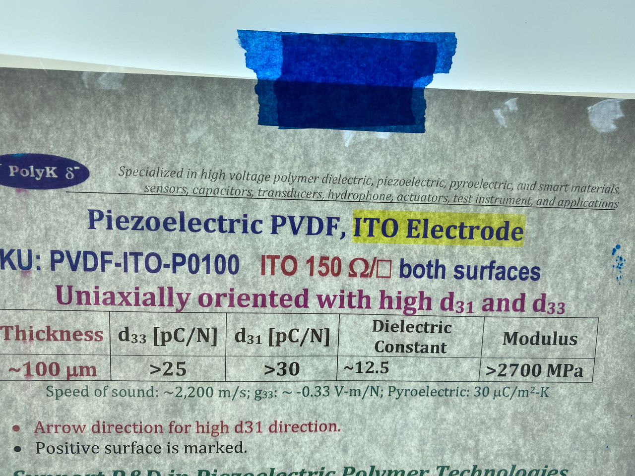 Piezo & Pyro PVDF & PVDF-TrFE, State College, PA USA