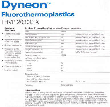 P(TFE-HFP-VDF) Dyneon Terpolymer THV2030G Z