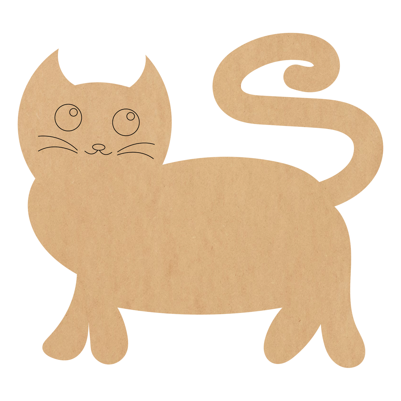 Wooden Goofy Cat Shape, Unfinished Cat MDF Cutout, DIY - Awesome Life Craft