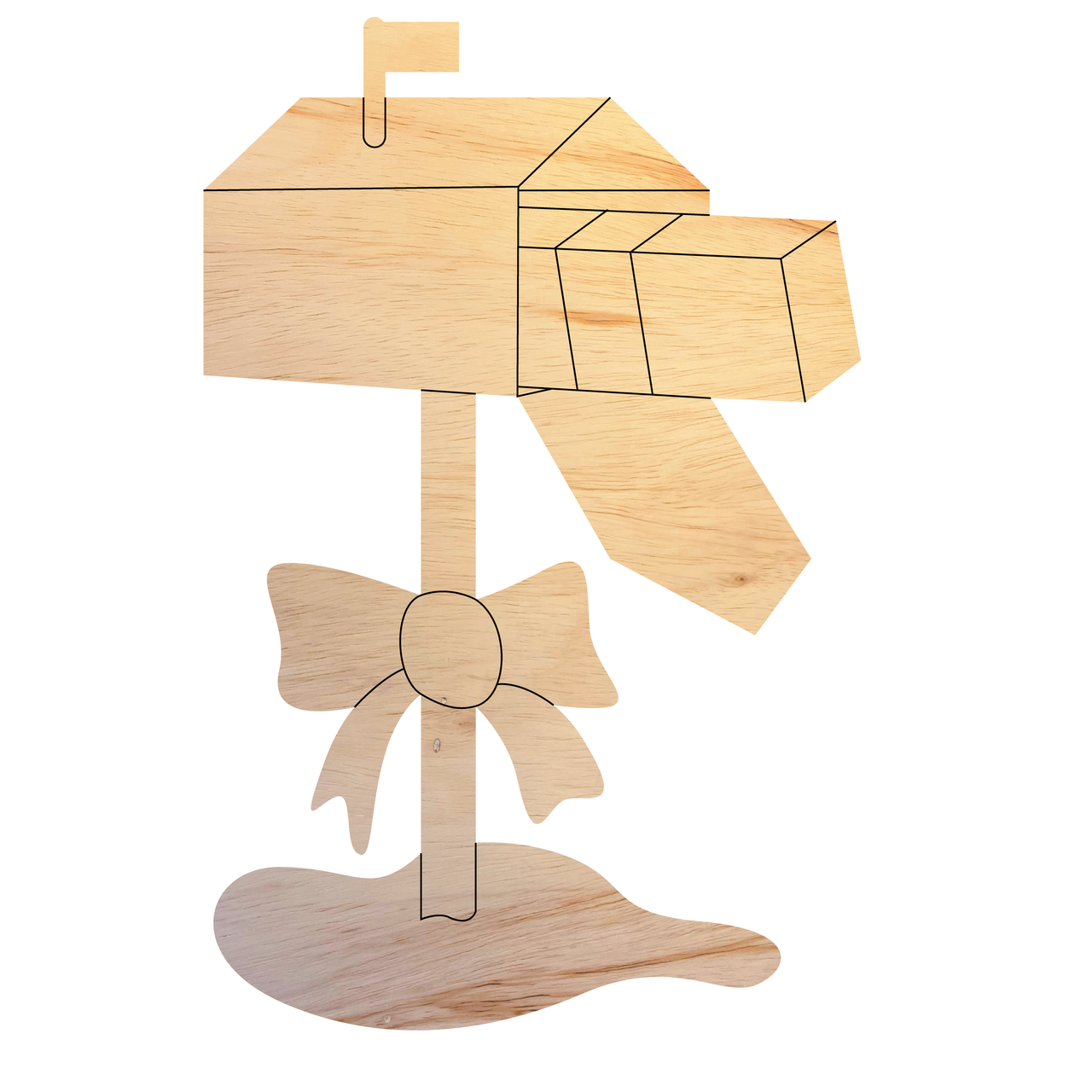 Wooden Christmas Mailbox Shape, Unfinished Christmas Gift Cutout ...