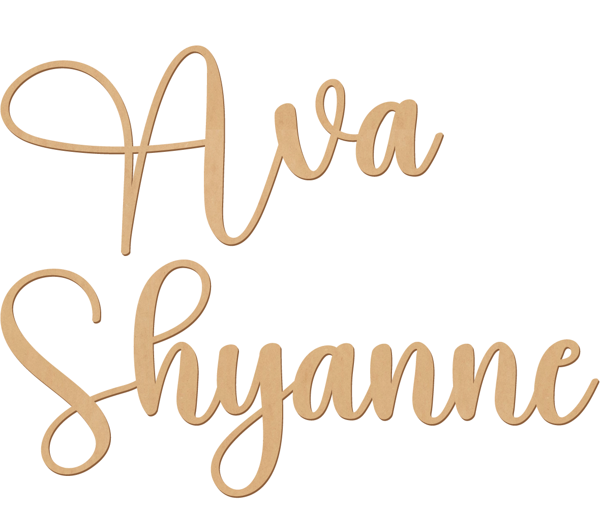 Cursive Connected Letters Script Font 10 Unfinished Wood MDF