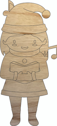 Christmas Carol Girl Wooden Cutout, Paintable Holiday Music Shape ...