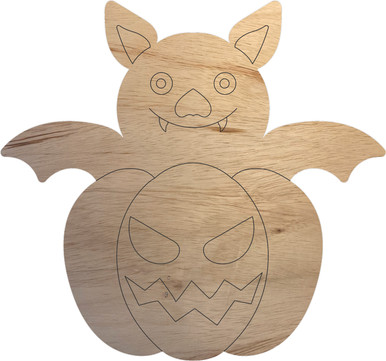 Halloween Bat Jack-O-Lantern Shape, Unfinished Pumpkin Wood - Awesome ...