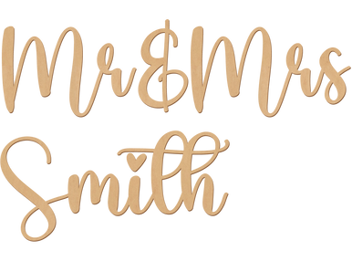 Cursive Connected Letters Script Font 10 Unfinished Wood MDF