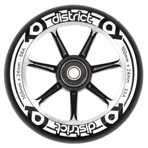 District 100mm Cast Alloy Core Twin Pack Scooter Wheels - Black ...